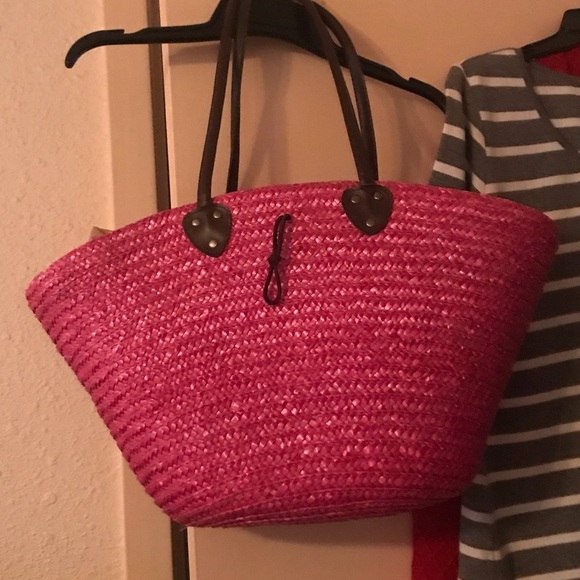 Bags | Pink Straw Bag | Poshmark